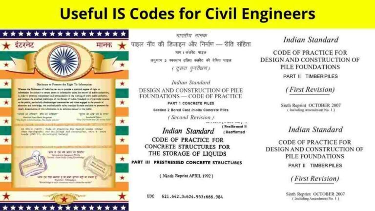 Useful IS Codes For Civil Engineers