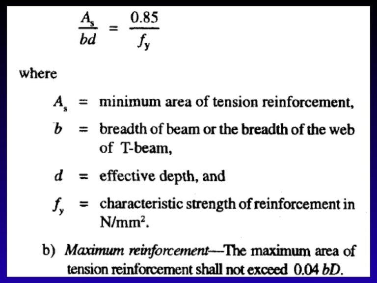 Minimum & Maximum Percentage Of Steel In Beam - IS 13920