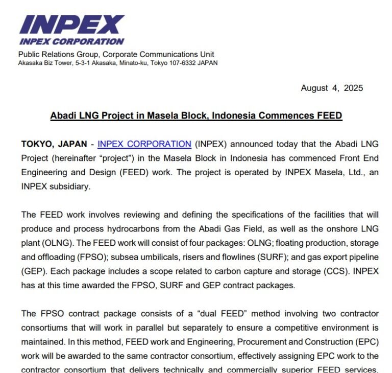 Saipem, Worley And Other Majors Win FEED Roles In INPEX’s Indonesian LNG Project